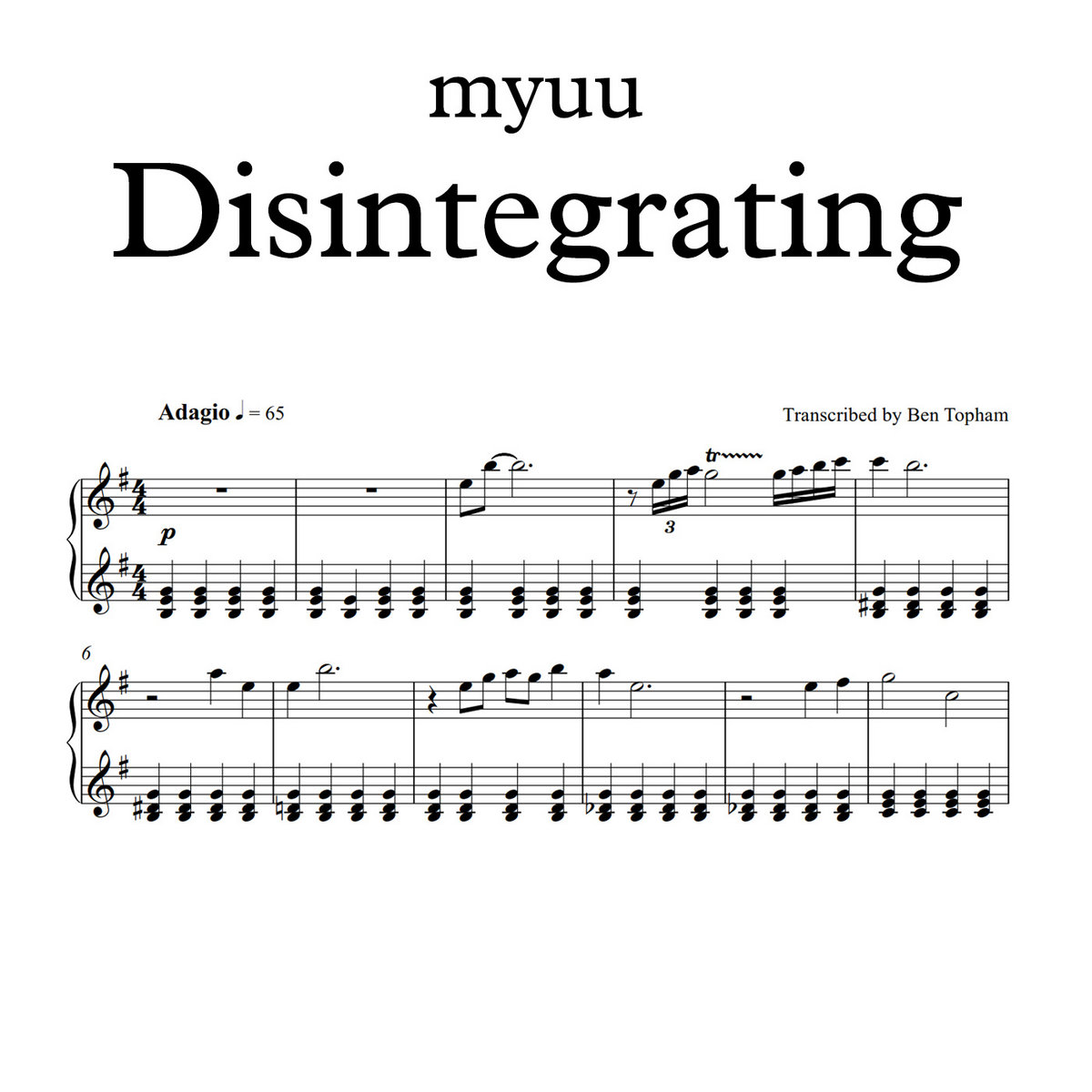 Disintegrating - Sheet Music | Myuu | Myuu Piano Sheet Music