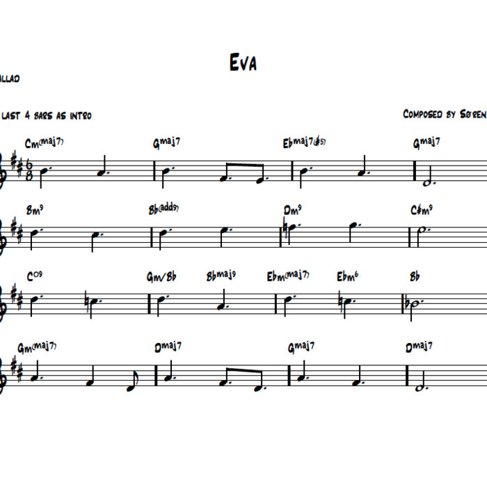 Sheet Music for the album "Eva" by Søren Bebe Trio | Søren Bebe