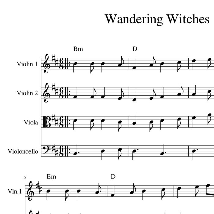 Wandering Witches - halloween celtic sheet music for strings | Celtic ...