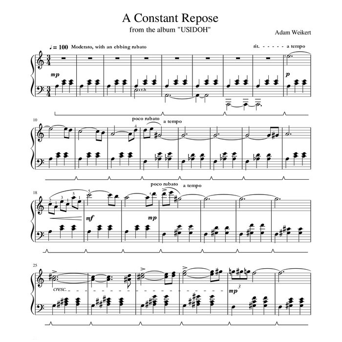 A Constant Repose (PDF Sheet Music) | Adam Weikert
