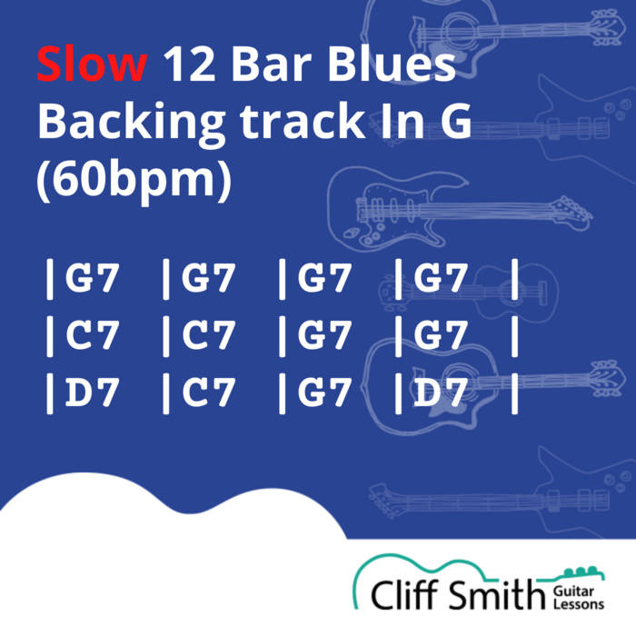 G - Slow 12 Bar Blues Backing Track (60bpm) | Cliff Smith Guitar Lessons