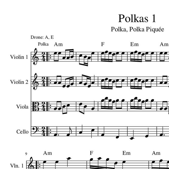 Polkas 1 - Polka, Polka Piquée - French Folk Music Harmony Parts Sheet ...