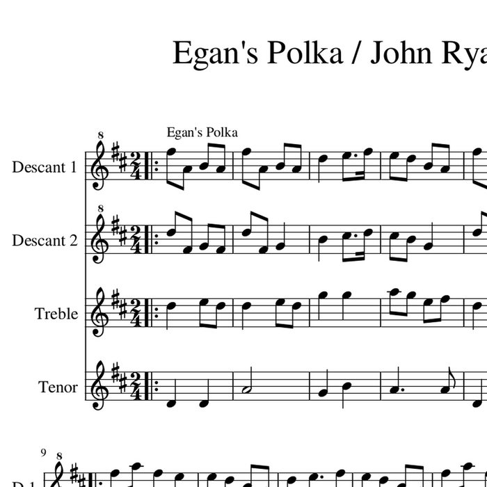 Egan's Polka / John Ryan's Polka - Irish Recorder Group Arrangement ...