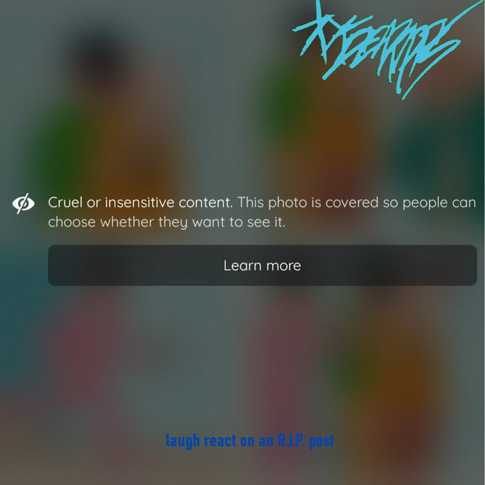 laugh react on an r.i.p. post | 70kdeadopps