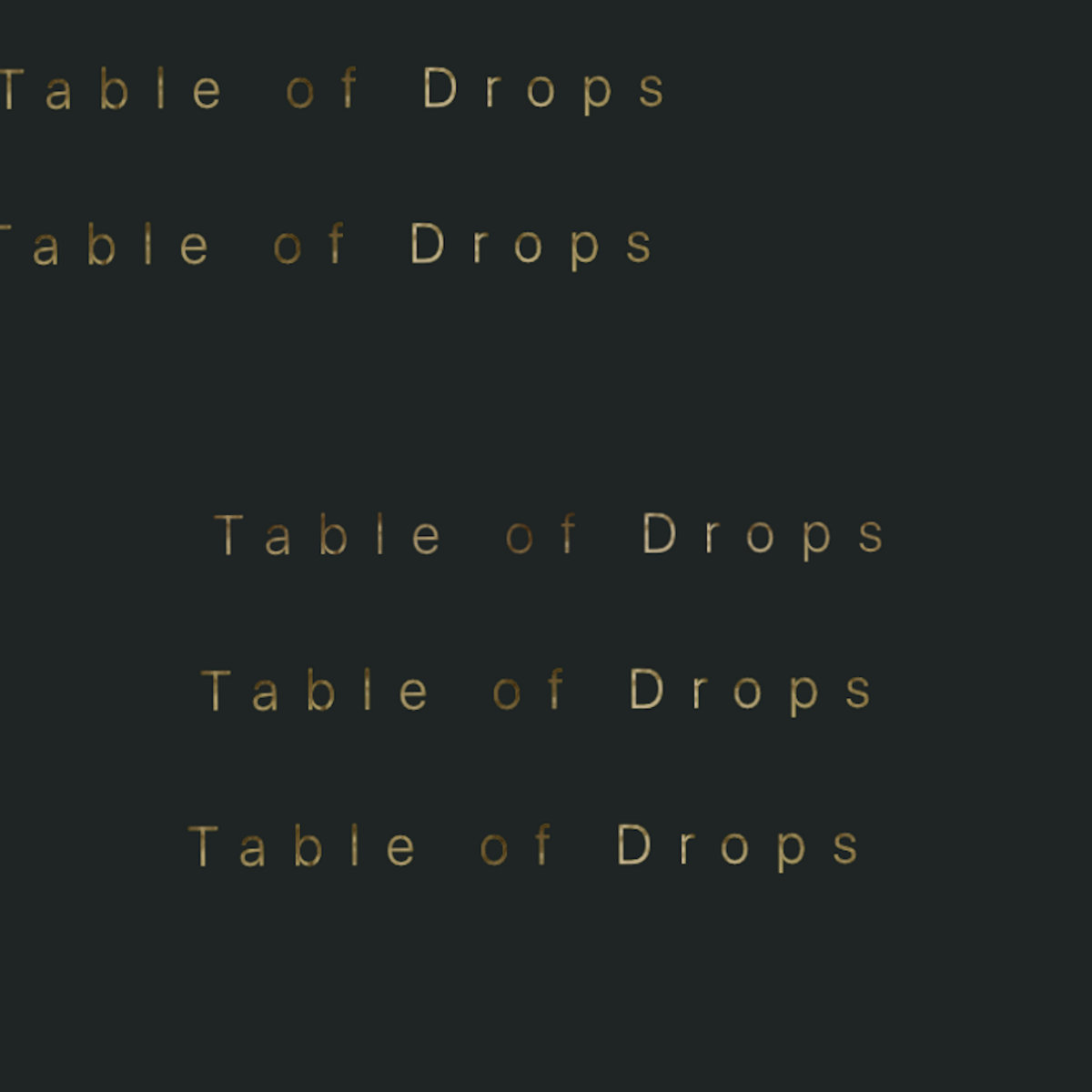 Table of Drops | Table of Drops