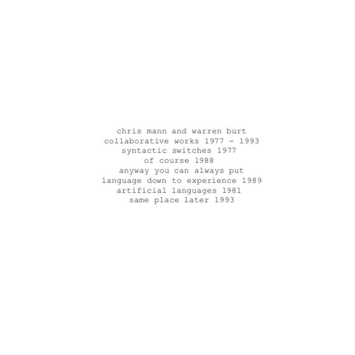 Chris Mann and Warren Burt: Collaborative Works 1977-1993 | Warren Burt ...