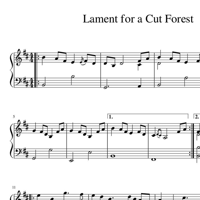 Lament for a Cut Forest - sad celtic piano sheet music | Celtic Piano ...