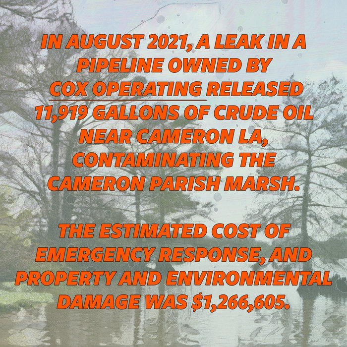 Cox Operating released 11k gallons of crude oil near Cameron LA | Tired ...