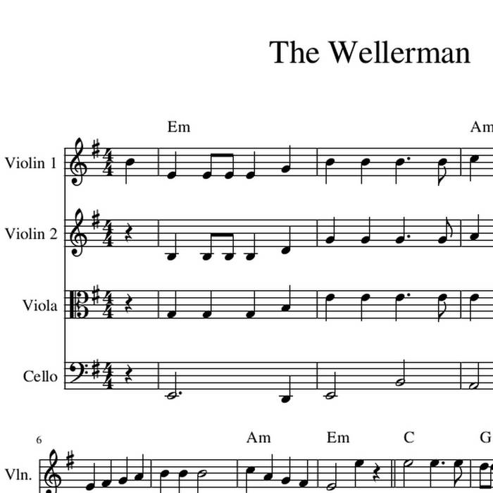 The Wellerman harmony + chords sheet music - string quartet, trio or ...