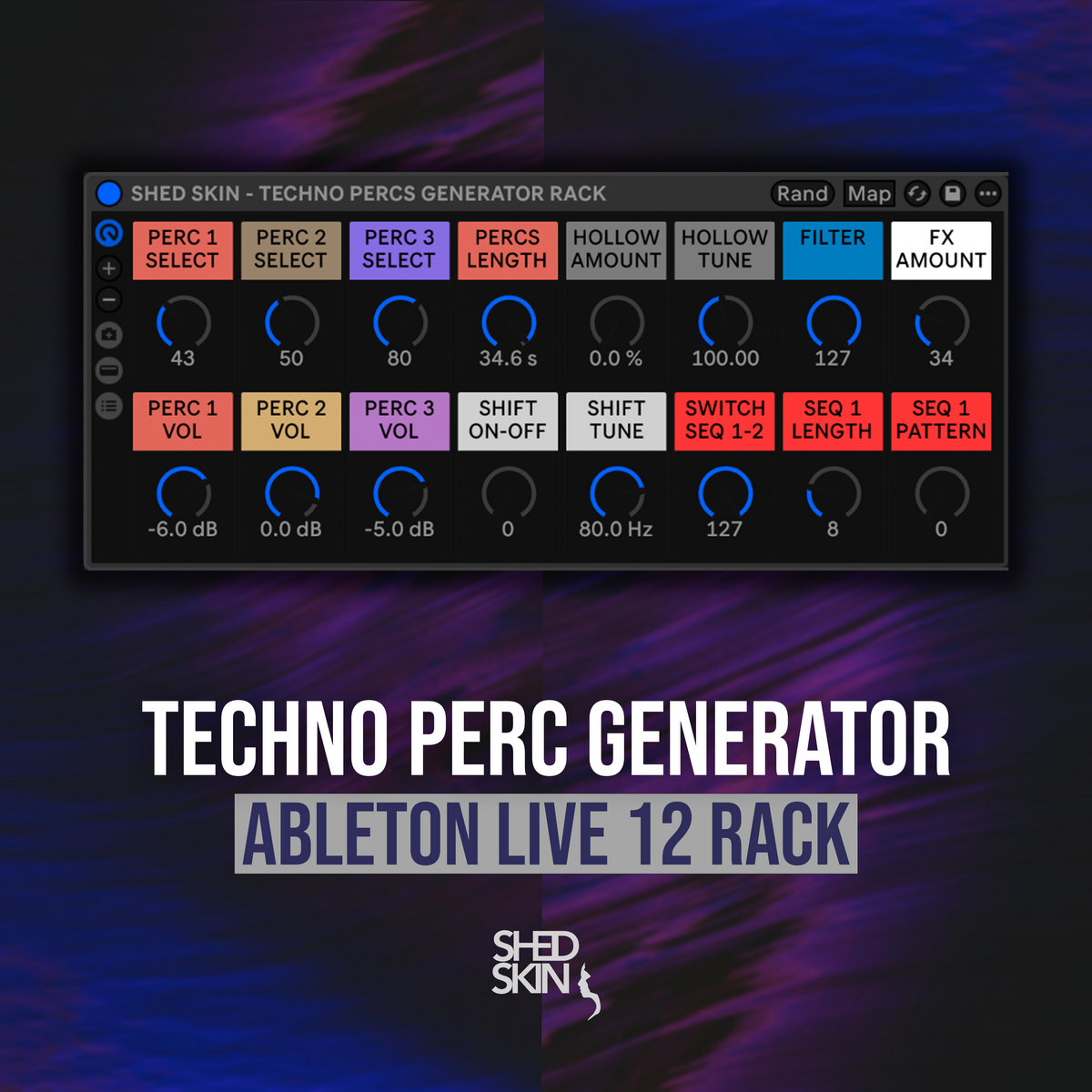Hypnotic Techno Perc Generator Rack - Ableton Live 12 | Shed Skin
