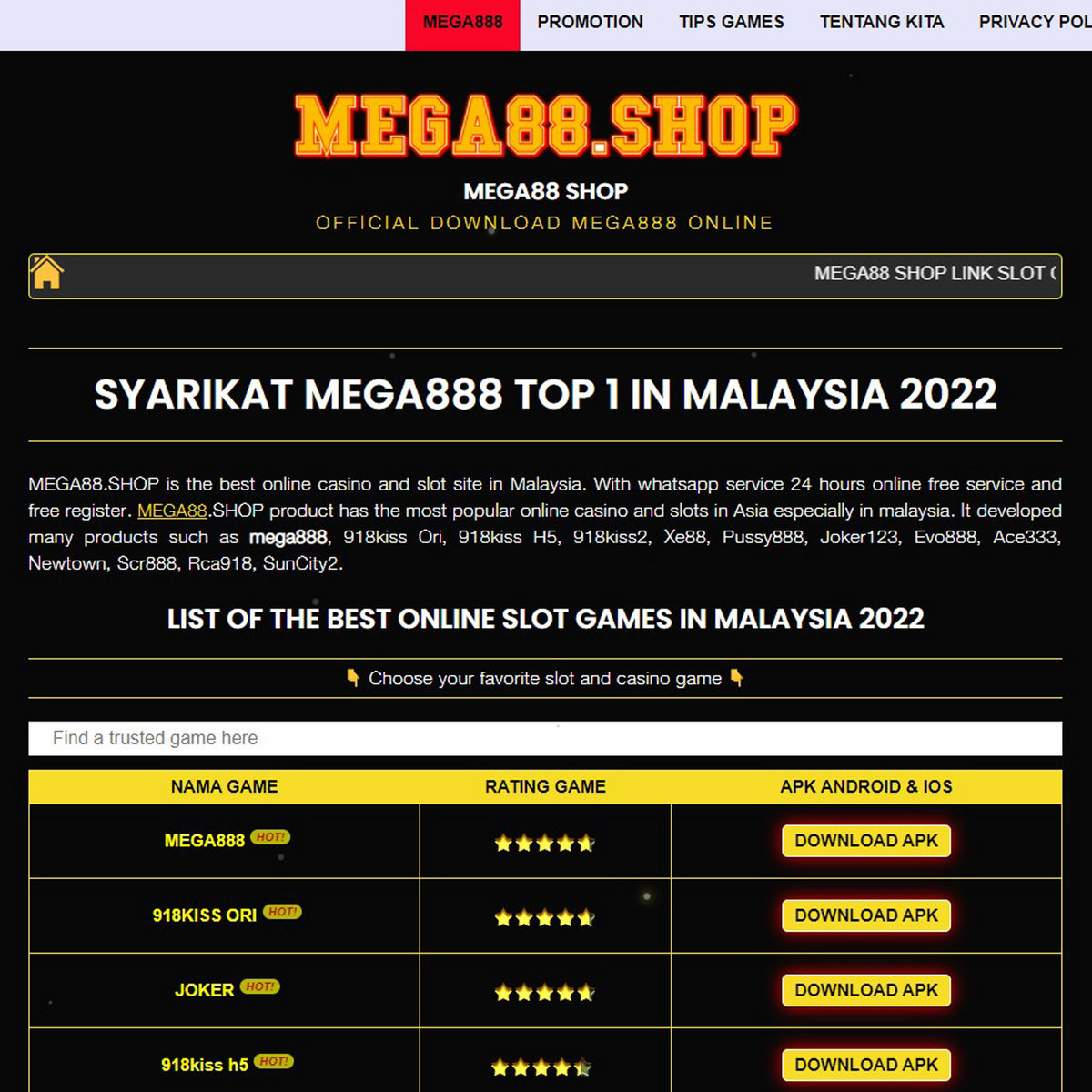 MEGA88 SHOP * MEGA APK * MEGA888 ORIGINAL | mega88shop | yuni