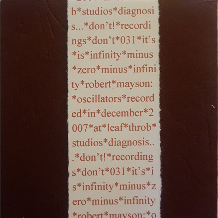 Infinity minus Zero minus Infinity | It's Is | Robert Mayson