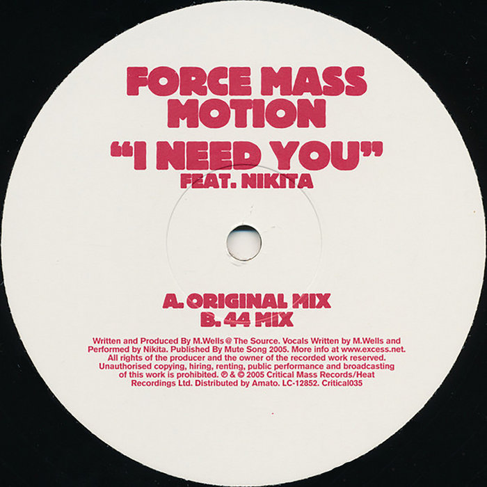 I Need You featuring Nikita | Force Mass Motion