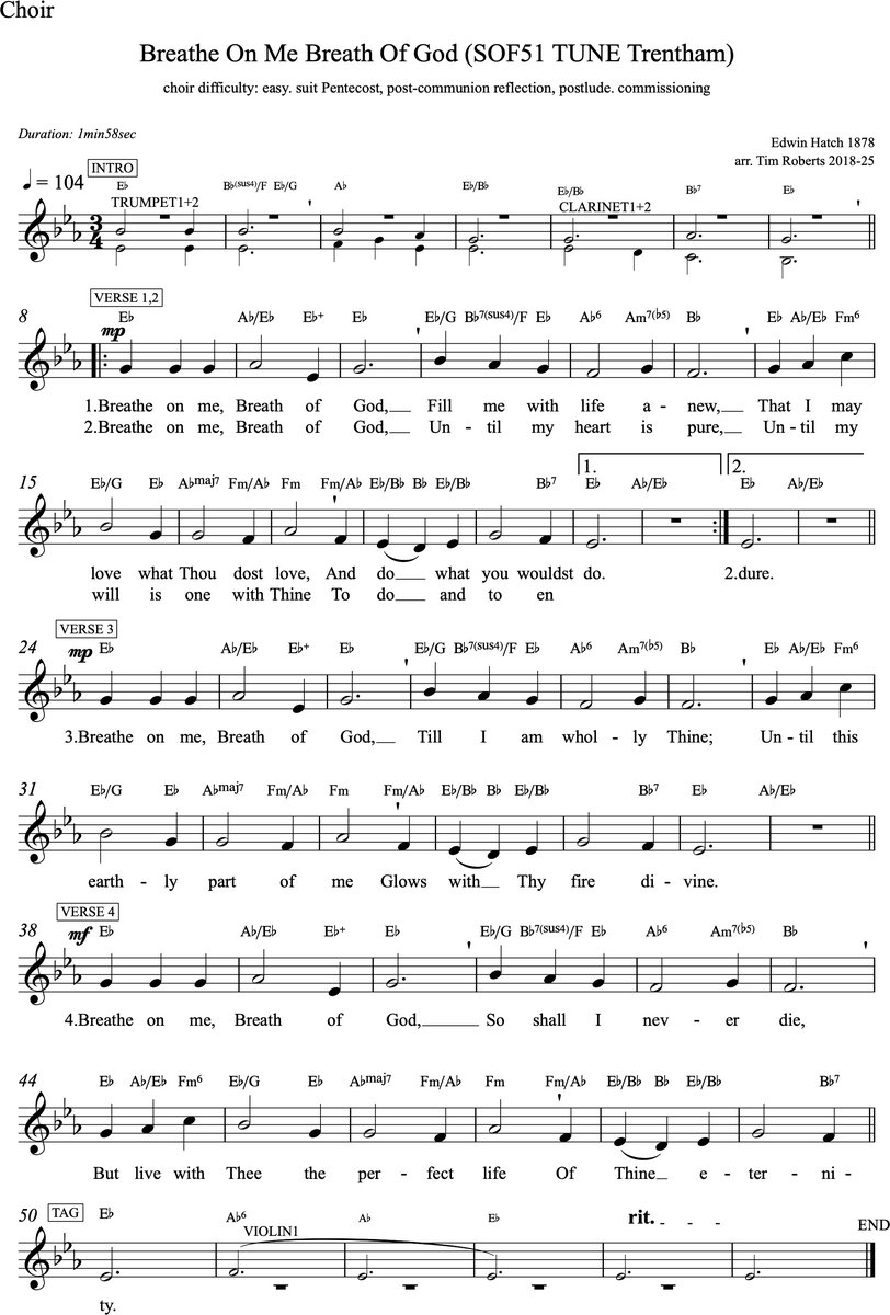 Breathe On Me Breath Of God (SOF51 Tune Trentham) PianoSmallGroup ...