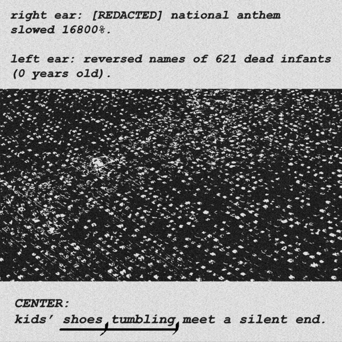 right ear: {REDACTED} national anthem slowed 16800%. left ear: reversed ...