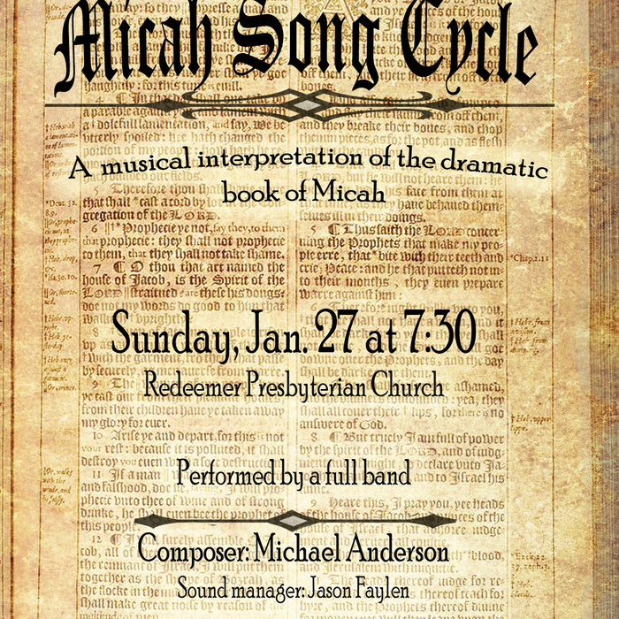 Micah Song Cycle | Michael Anderson - Redeemer Presbyterian Church ...