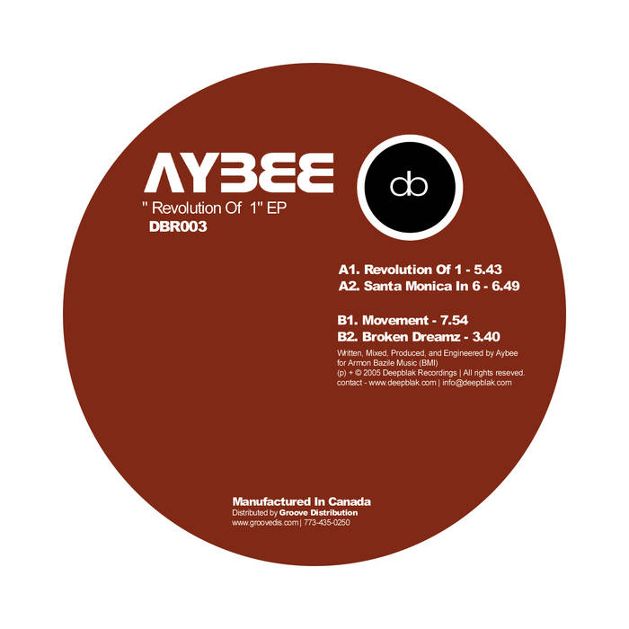 AYBEE - Revolution Of 1 EP [DBR003] | AYBEE | deepblak