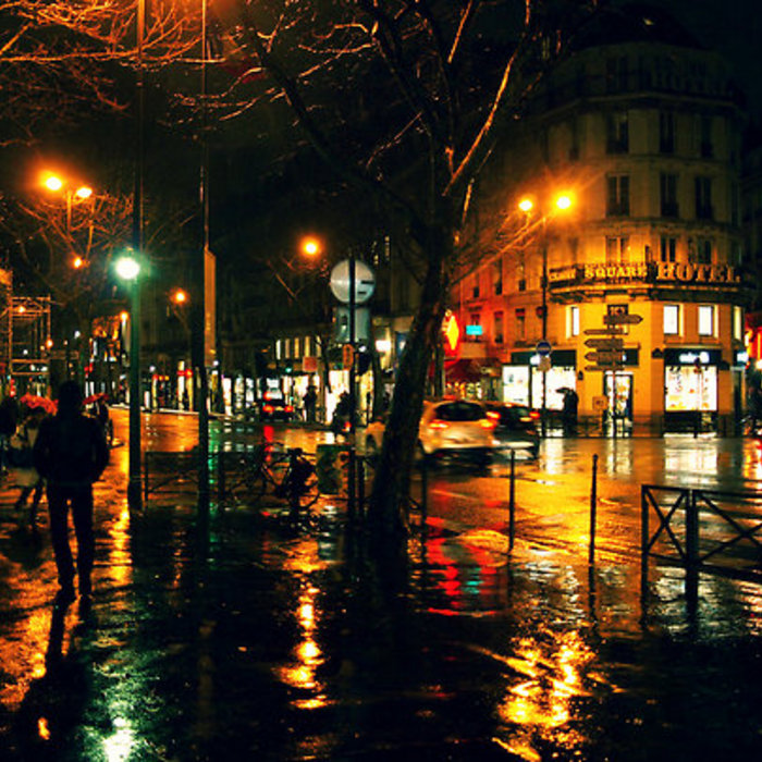Paris Streets At Rainy Night