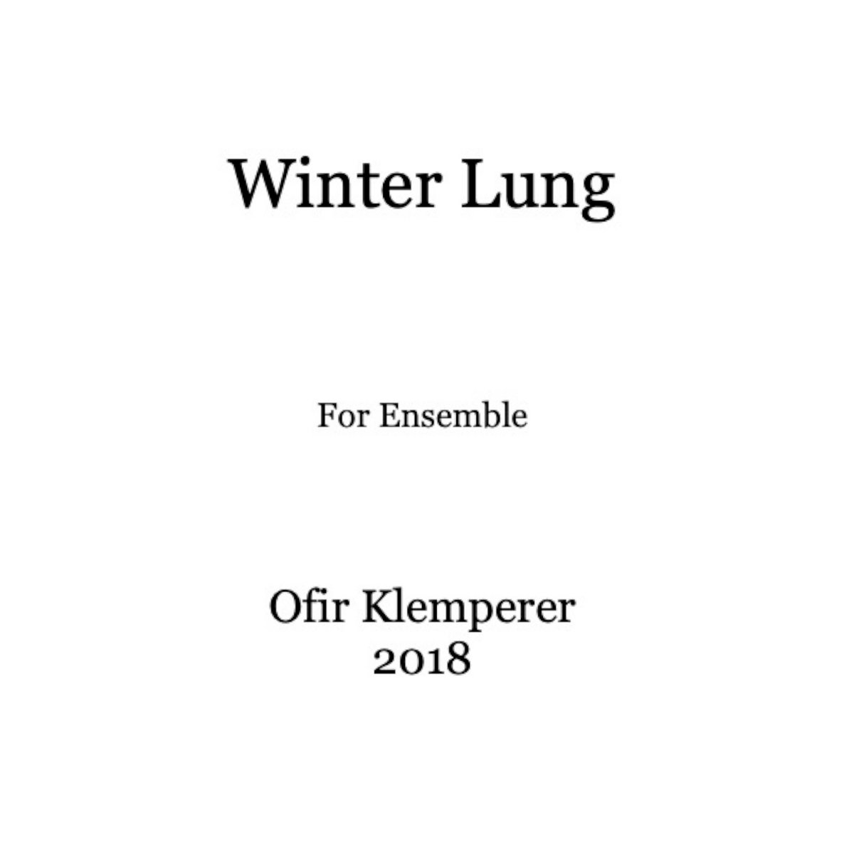 Winter Lung | Ofir Klemperer