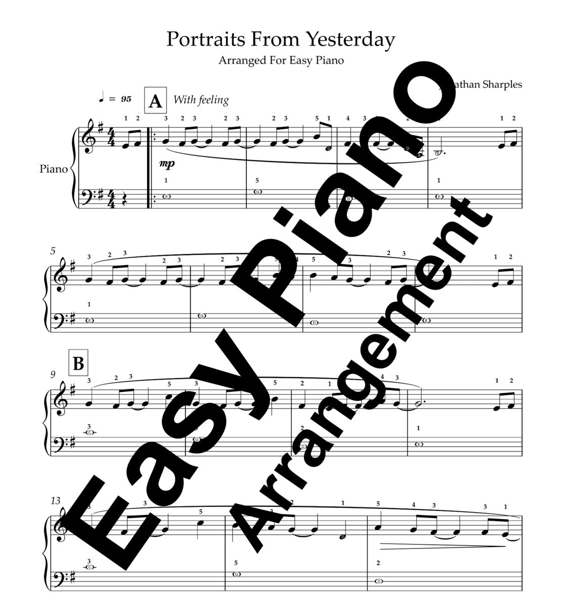 Portraits from Yesterday - Arranged for Easy Piano | Jonathan Sharples ...