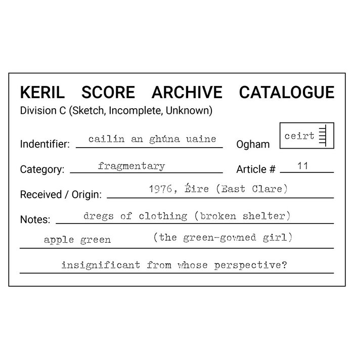 Keril Score Archive Catalogue | Rory Murphy