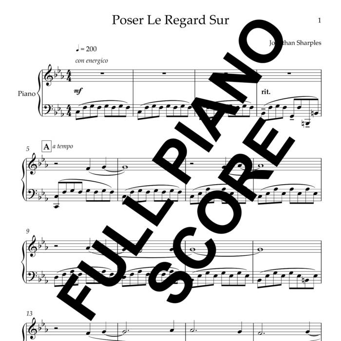 Poser Le Regard Sur - Full Piano Score | Jonathan Sharples Music