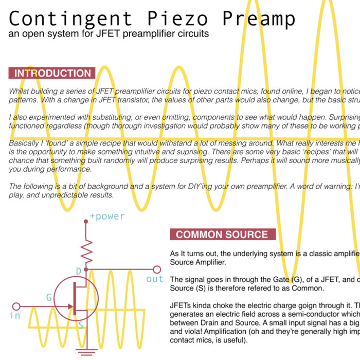 Contingent Piezo Preamp - Paper Circuit and Manual | Tripping on Wires