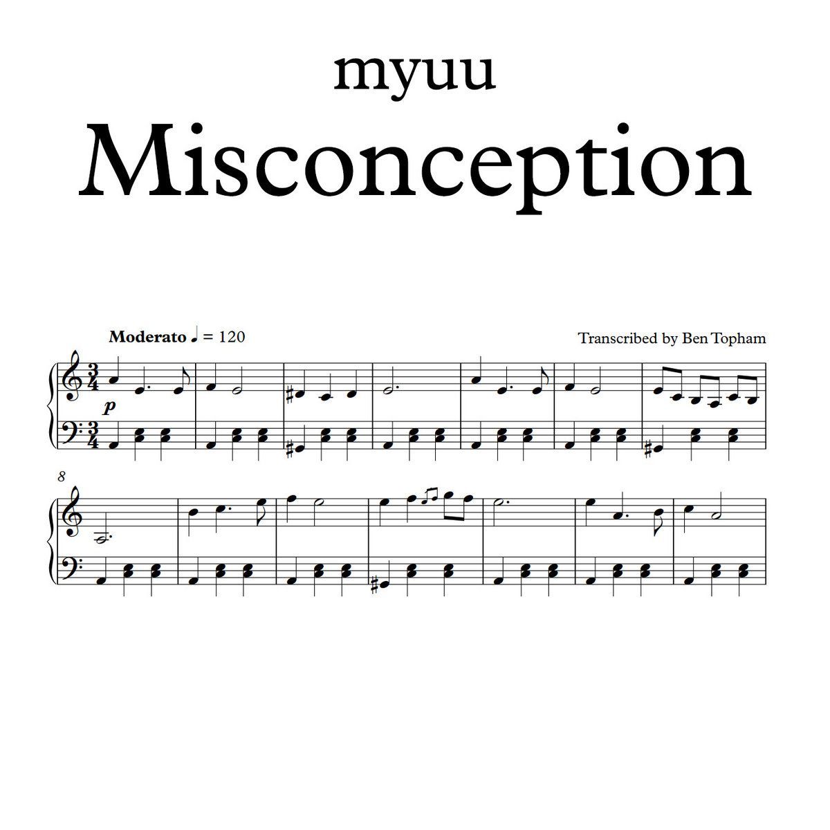 Misconception - Sheet Music | Myuu | Myuu Piano Sheet Music