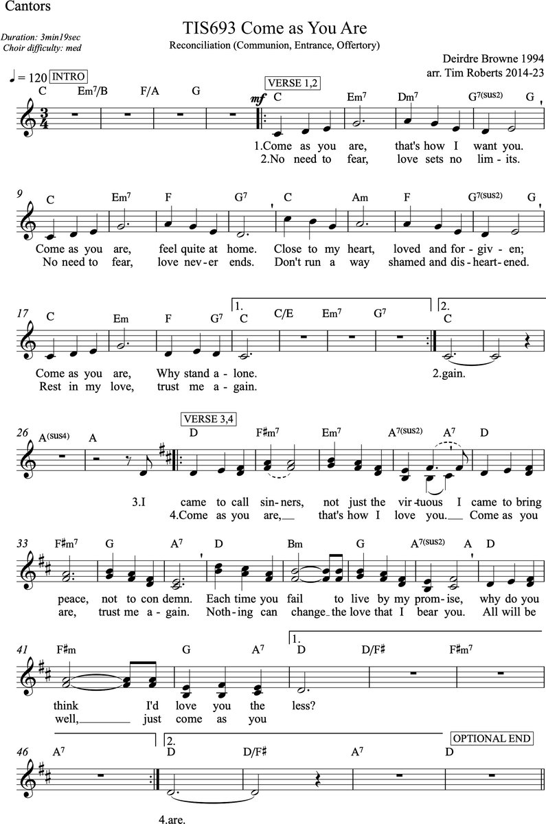 Come As You Are (TIS693 Deirdre Browne 1994) PianoOrchestra arr2014-19 ...