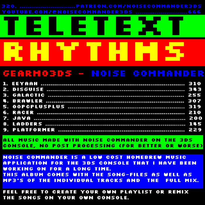Teletext Rhythms | Gearmo3DS | Noise Commander 3DS