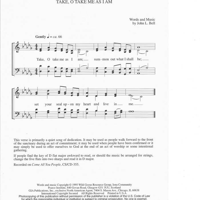 Take O take me as I am | Charis