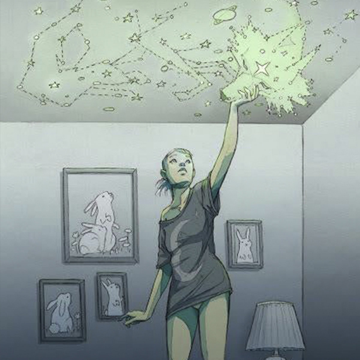 Girl Reaching Up Drawing