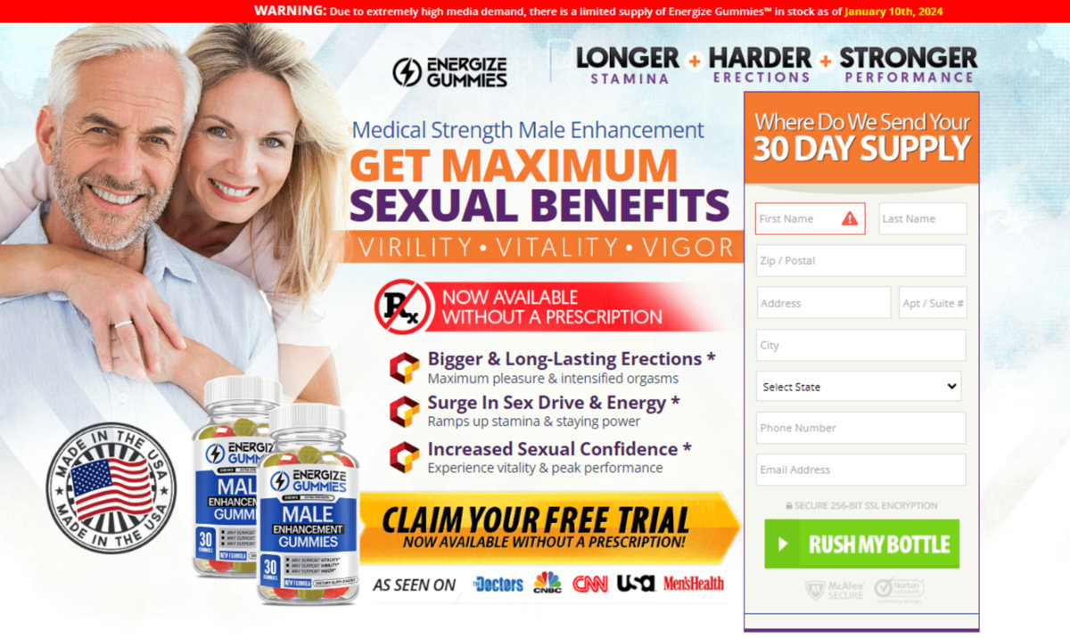 Energize Male Enhancement Gummies - GIVES YOU HARDER ERECTION & HELPS ...