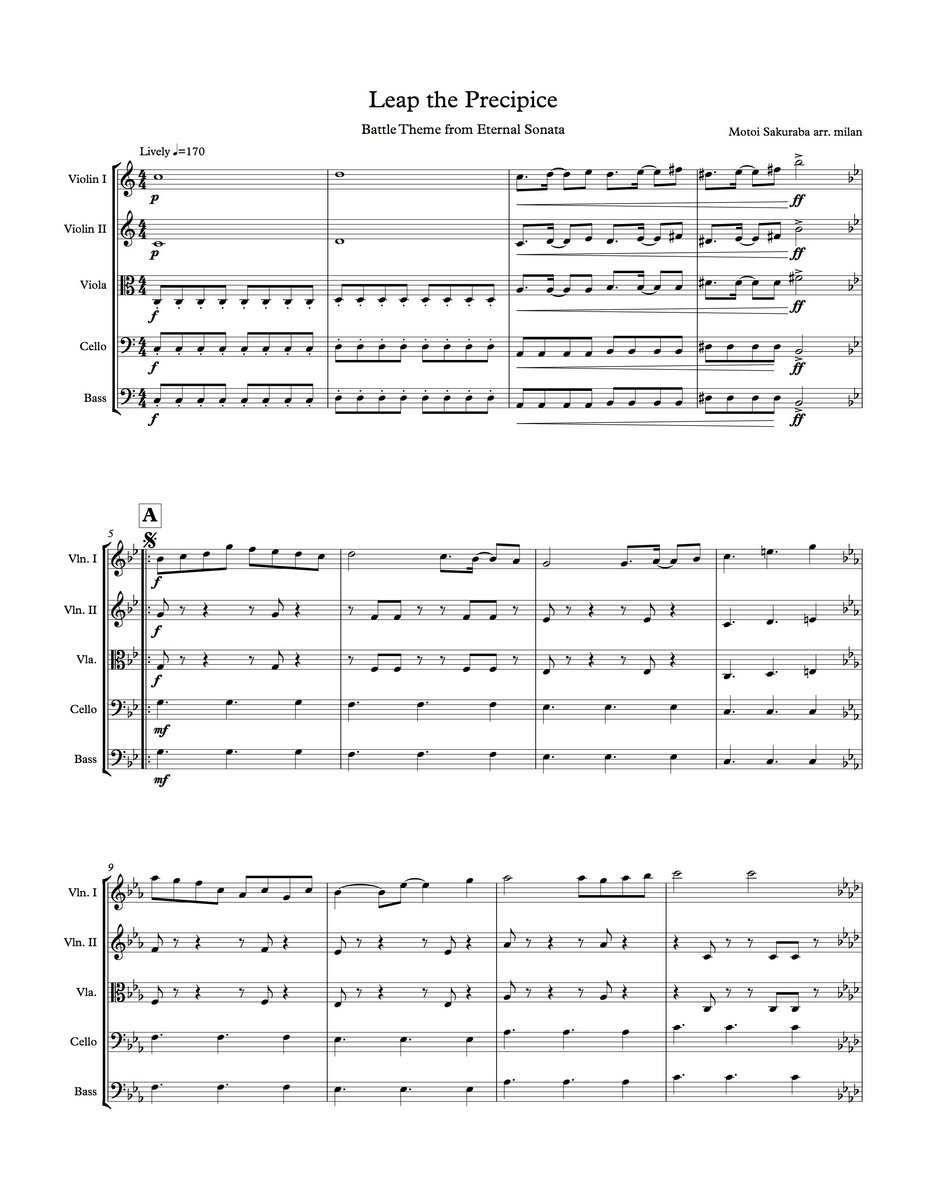 Leap the Precipice for String Orchestra Sheet Music | milan