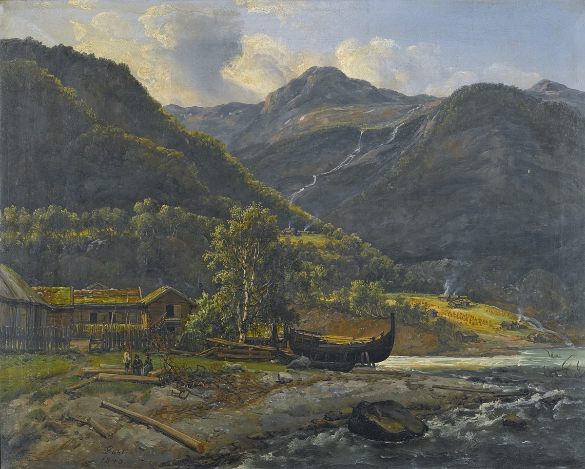 Oil Painting Replica View at Skjolden in Lyster, 1843 by Johan ...