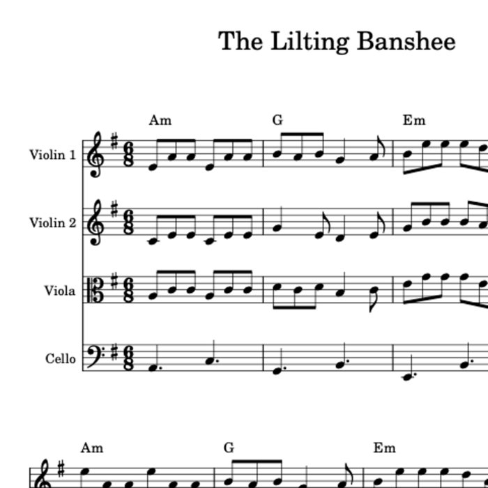 The Lilting Banshee - harmony sheet music PDF for strings (quartet ...