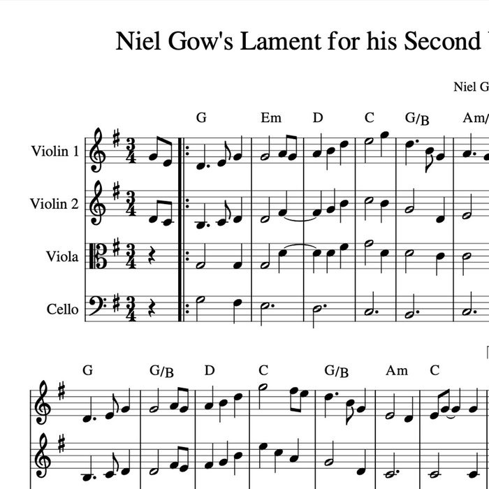 Niel Gow's Lament for his Second Wife PDF harmony sheet music | Celtic Fiddle Music Georgia ...