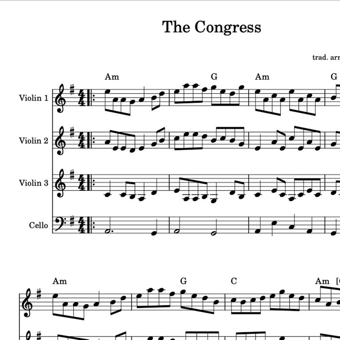 The Congress - string group harmony PDF sheet music | Celtic Fiddle Music Georgia Nettleton