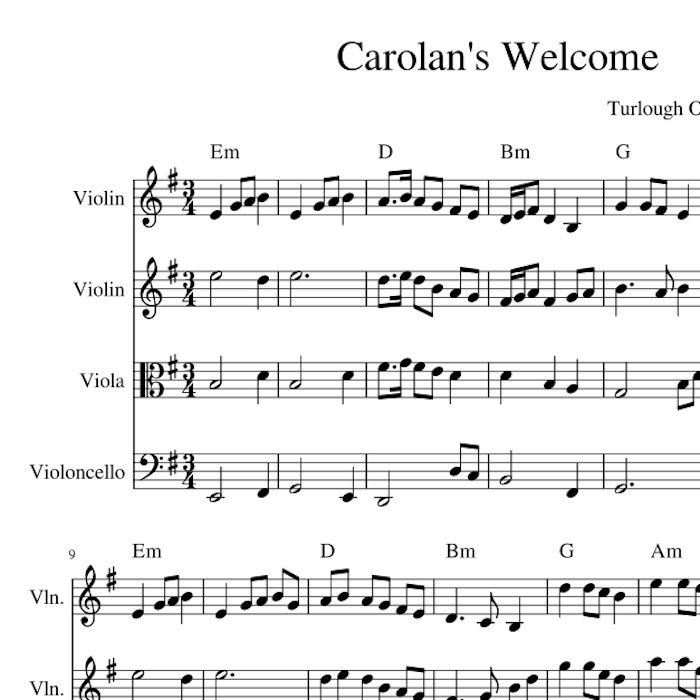 Carolan's Welcome - Celtic Harmony Sheet Music for Strings | Celtic ...