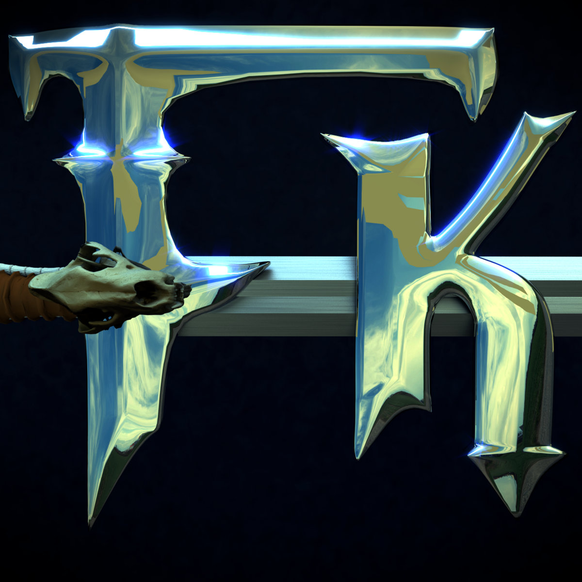 Letter K In Blue Fire