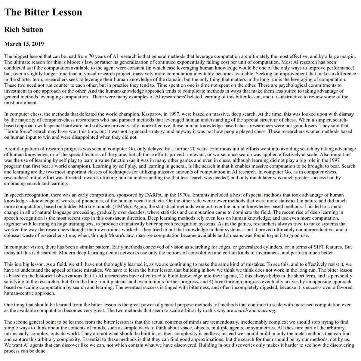 The Bitter Lesson | Casually Read