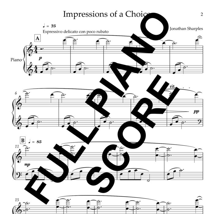 Impressions of a Choice - Full Piano Score | Jonathan Sharples Music