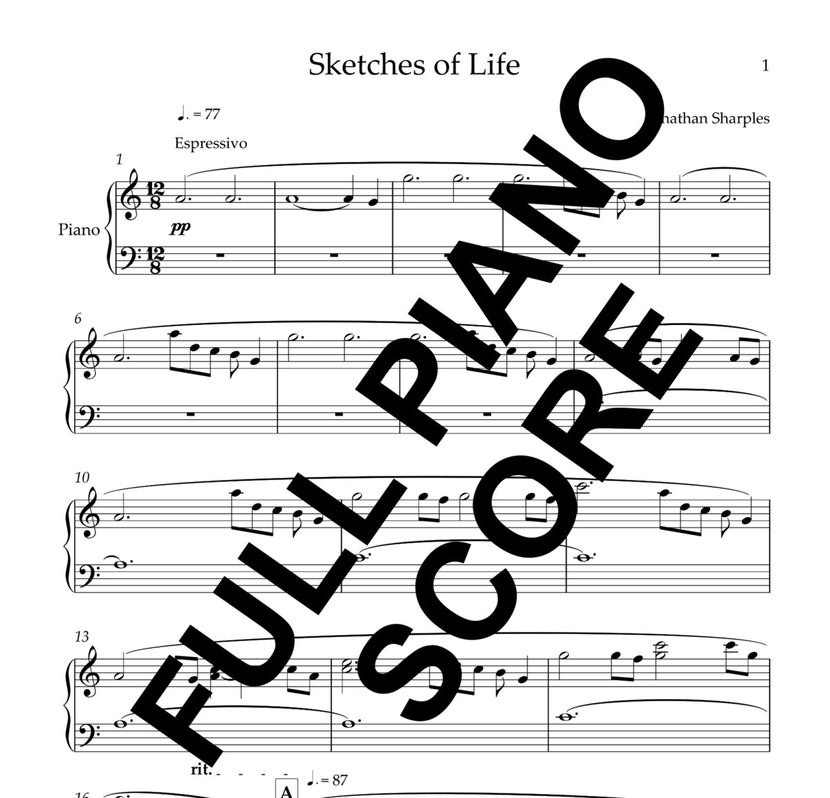 Sketches of Life - Full Piano Score | Jonathan Sharples Music