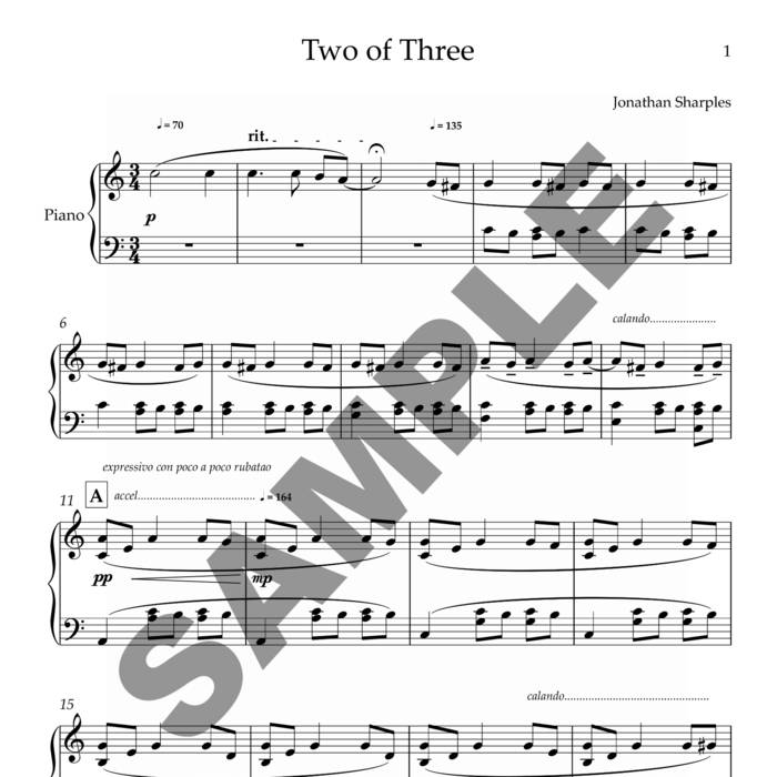 Two of Three - Full Piano Score | Jonathan Sharples Music