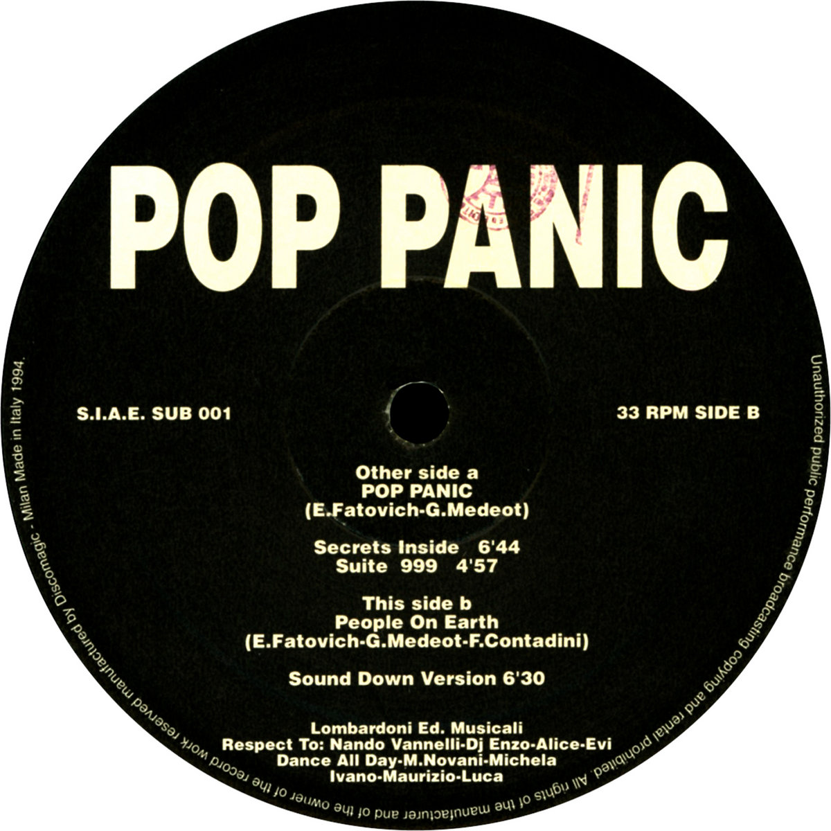Pop Panic - Pop Panic / People on Earth | Joe Montana