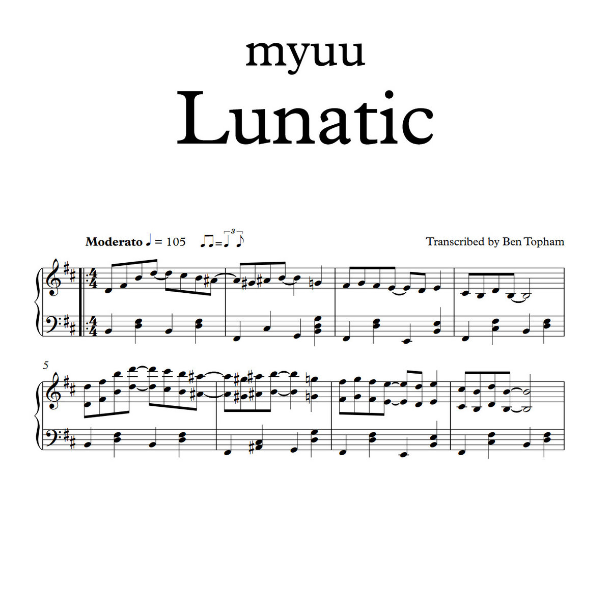 Lunatic - Sheet Music | Myuu | Myuu Piano Sheet Music