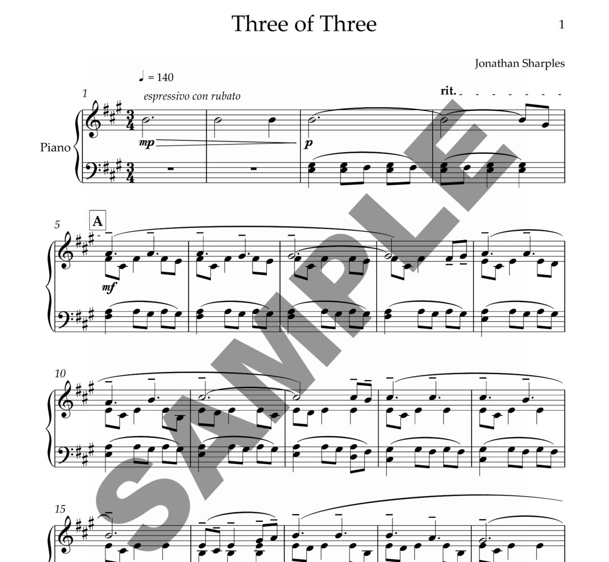 Three of Three - Full Piano Score | Jonathan Sharples Music