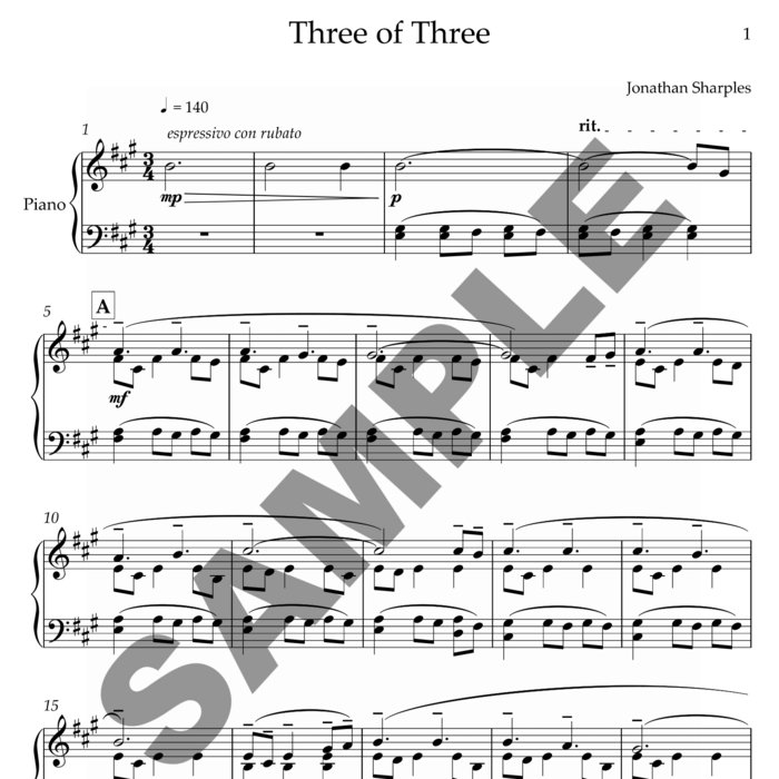 Three of Three - Full Piano Score | Jonathan Sharples Music