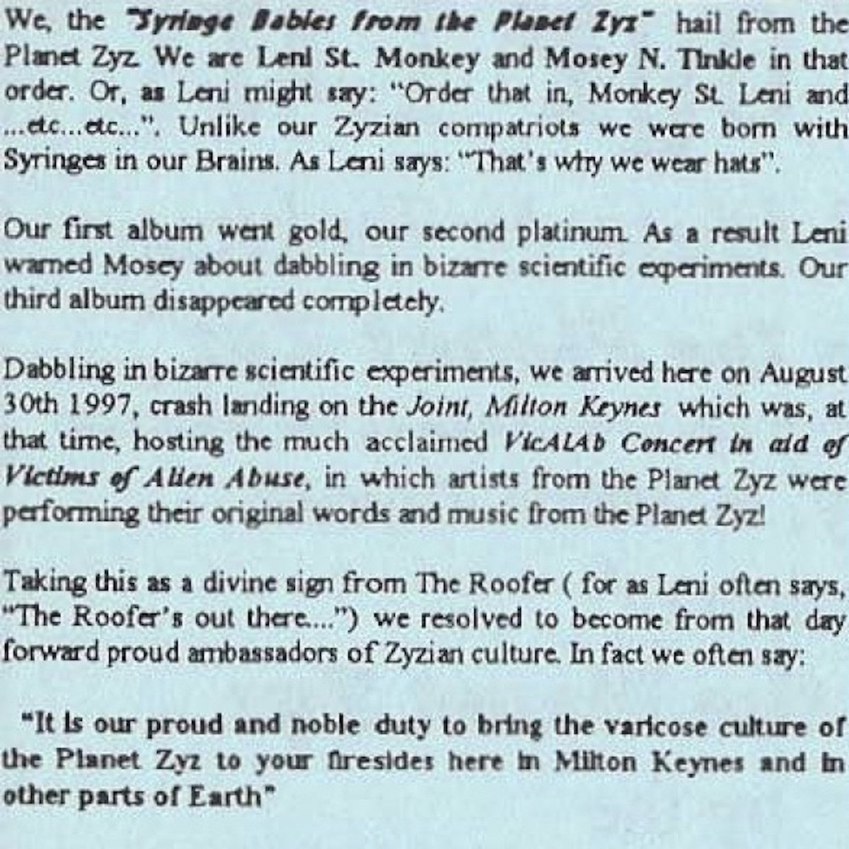 The Mogadon Song | The Syringe Babies from the Planet Zyz | Planet Zyz