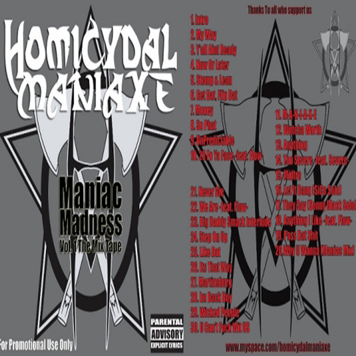 Maniac Madness Vol I (The Mixtape) | Homicydal Maniaxe